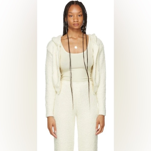 SKIMS | Jackets & Coats | Skims Offwhite Cozy Knit Zipup Hoodiesz Sm ...